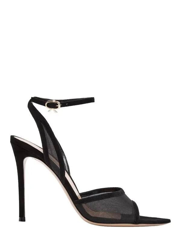 GIANVITO ROSSI Dorotea 105 Mesh And Suede Sandals - Black