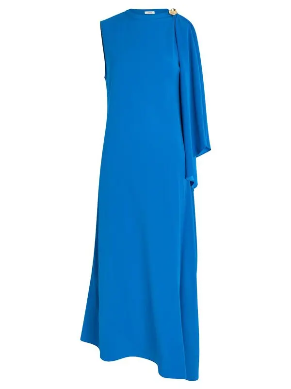 JOSEPH Aly Cascading Crepe Midi Dress - Blue