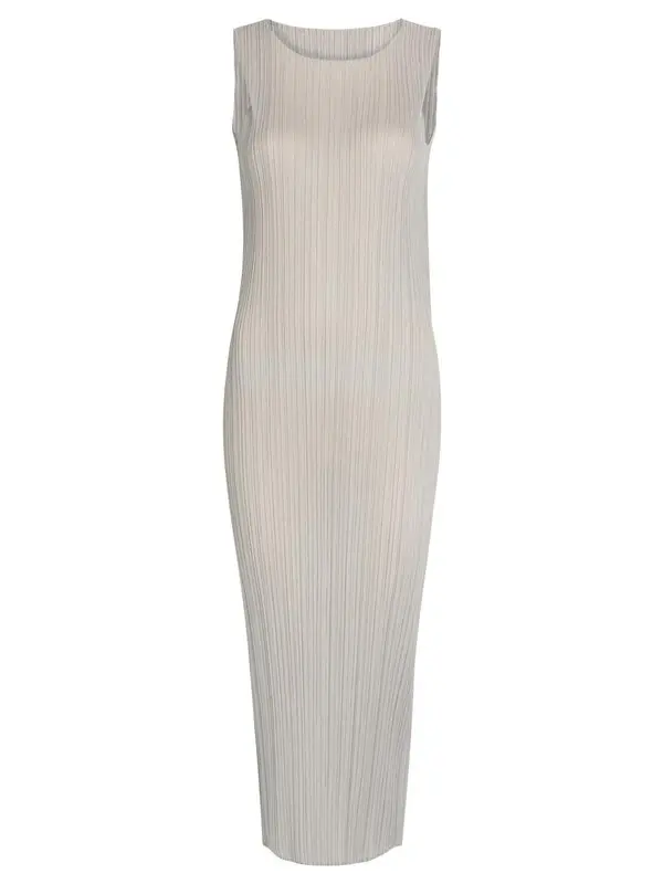 Issey Miyake Pleated Midi Dress - Beige