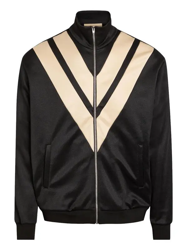 Valentino Garavani Panelled Jersey Track Jacket - Black And White