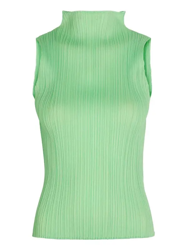 Issey Miyake Mock Neck Woven Top - Light Green