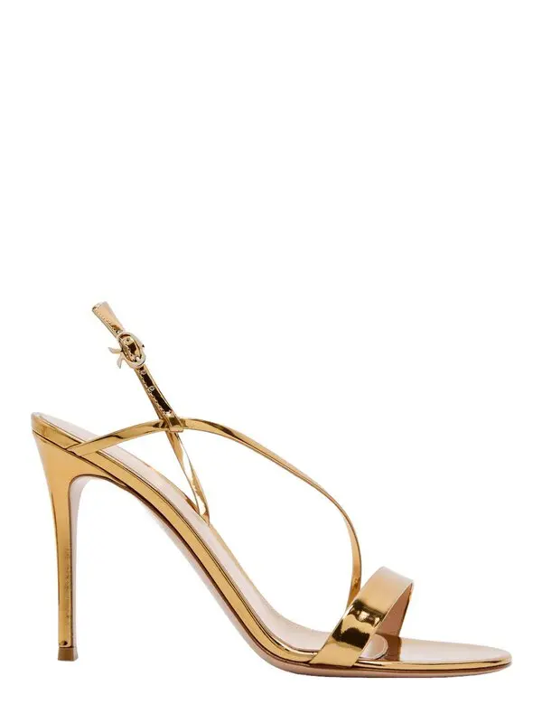 GIANVITO ROSSI Manhattan 95 Metallic Leather Sandals - Gold