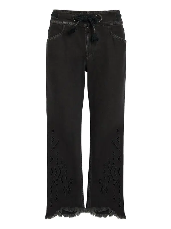 Isabel Marant Alison Cropped Straight Leg Jeans - Black