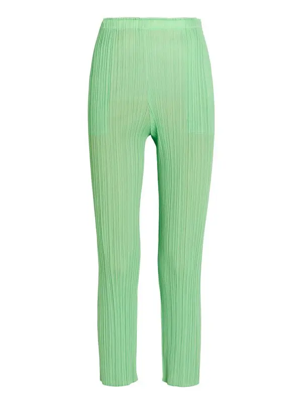Issey Miyake Pleated Tapered-leg Trousers - Light Green