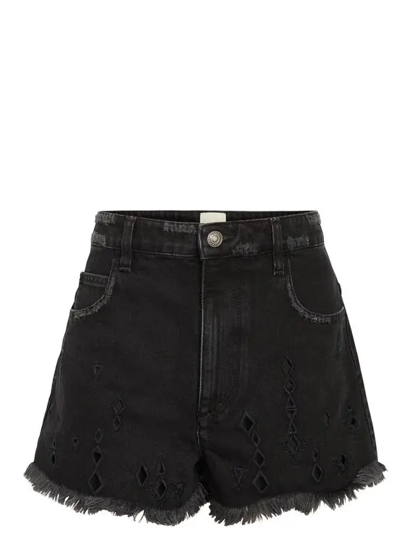 Isabel Marant Aecia Cut-out Denim Shorts - Black
