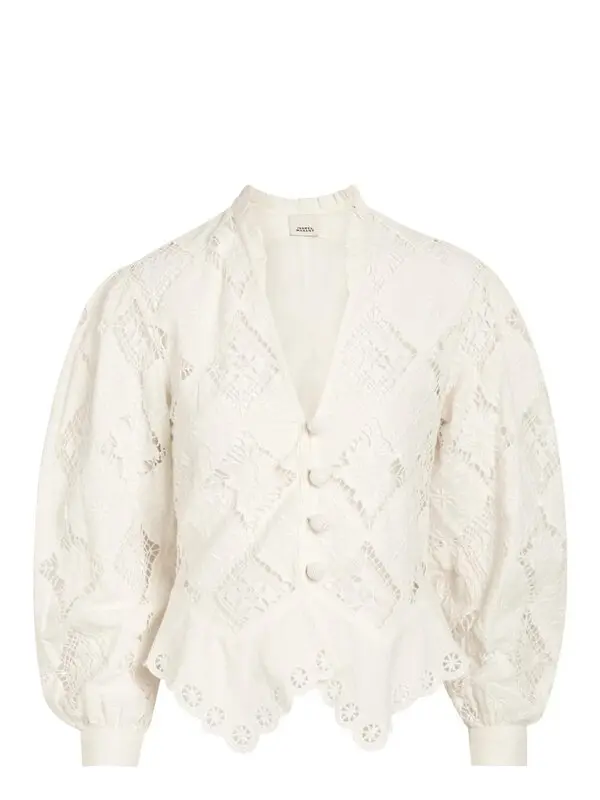 Isabel Marant Nina Cutwork Embroidered Cotton And Linen-blend Blouse - White