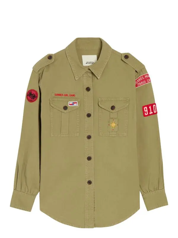 Isabel Marant Umberta Appliquéd Twill Shirt - Khaki