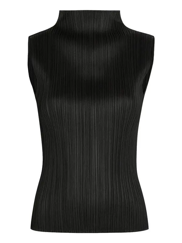 ✴︎PLEATS PLEASE✴︎黒 プリーツ タンクトップ Issey Miyake Pleats Please Tops | Editorialist