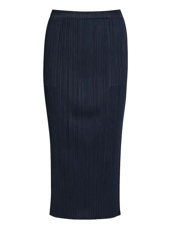 Issey Miyake Pleated Midi Skirt - Navy