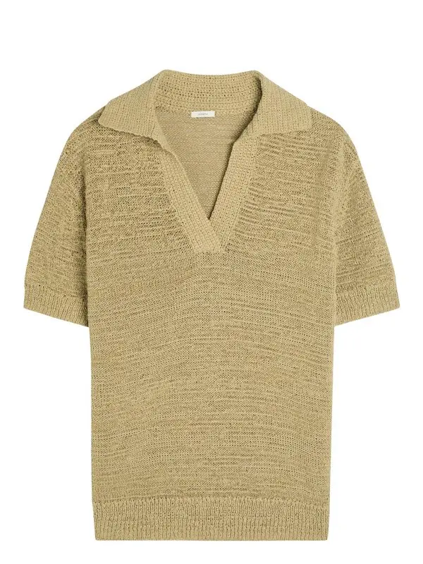 JOSEPH Ribkoff Knit Cotton-blend Polo Top - Green