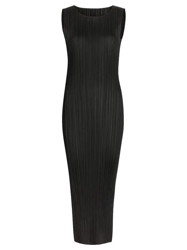 Issey Miyake Pleated Midi Dress - Black