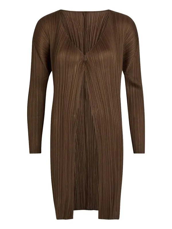 Issey Miyake Woven Pleated Coat - Brown