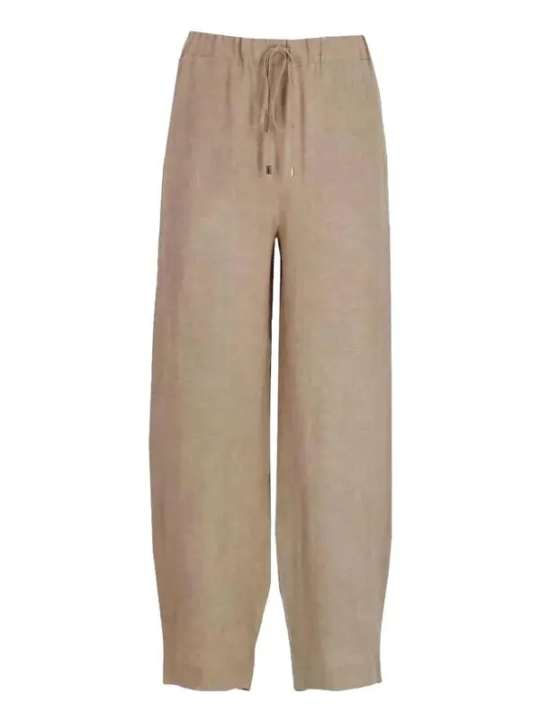 Antonelli Firenze Drawstring Waist Linen Trousers - Neutrals