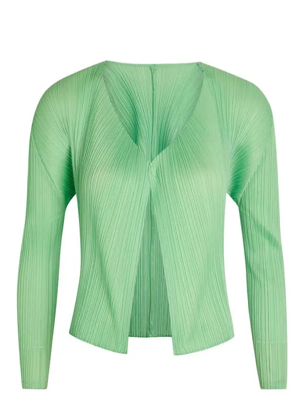 Issey Miyake Pleated Woven Cardigan - Light Green