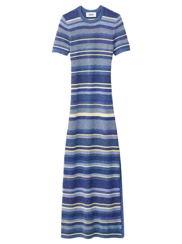 Ba&sh Tonnie Striped Pointelle-knit Maxi Dress - Blue