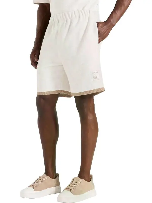 Manière De Voir Crochet-knit Textured Shorts With Contrast Hem - Neutrals