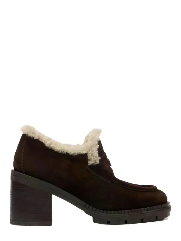 Casadei Concept Shearling-trim Suede Pumps - Brown