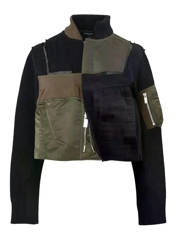 Sacai Panelled Zip-up Sweater - Blue