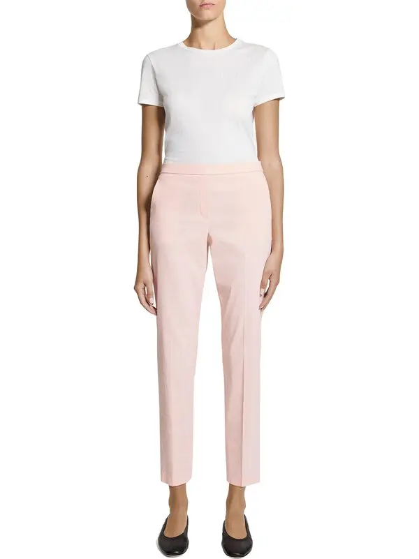 Theory Treeca Good Linen Cropped Pull-on Pants - Pink