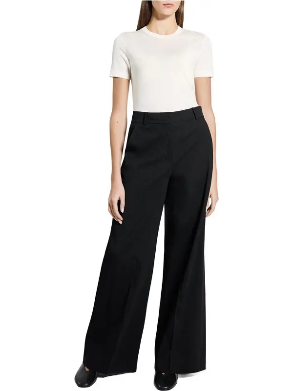 Theory Good Linen High-rise Wide-leg Trousers - Black
