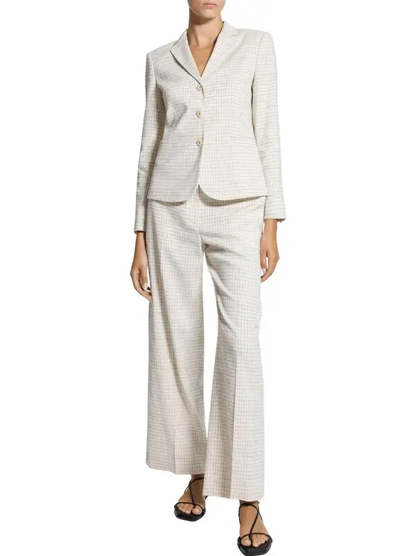 Theory Checked Linen-blend Shrunken Blazer - White
