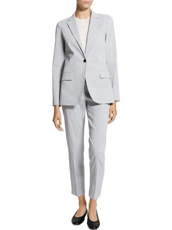 Theory Textured Linen Blend Staple Blazer - Grey