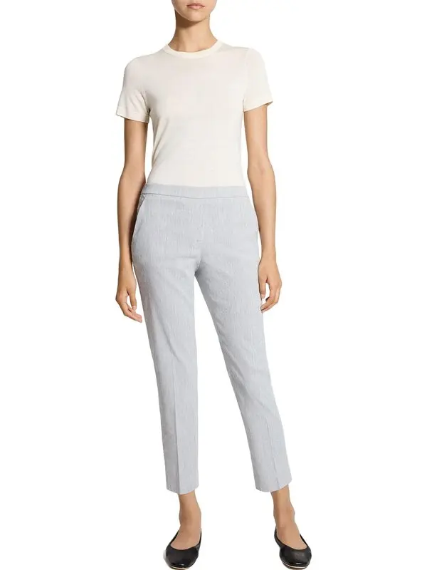 Theory Treeca Textured Cropped Pull-on Pants - Grey