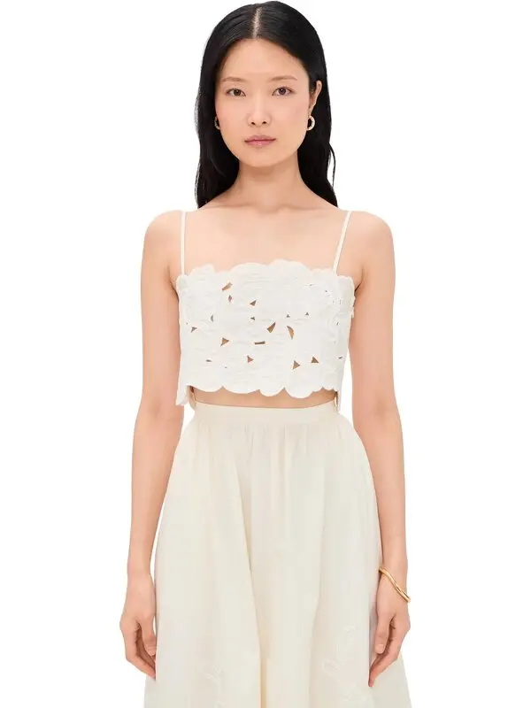 Cinq À Sept Paisley Bloom Ember Caterina Top - Cream/white