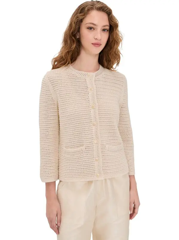 Vince Crochet Cardigan Jacket - Natural