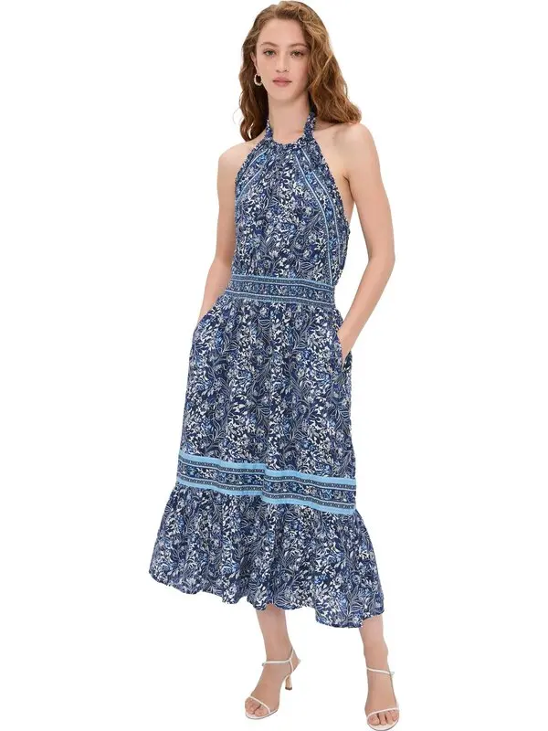 Ramy Brook Printed Delia Halterneck Midi Dress - Navy Floral