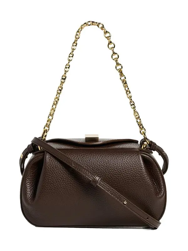 Yuzefi Oyster Mini Clutch With Chain Strap - Espresso