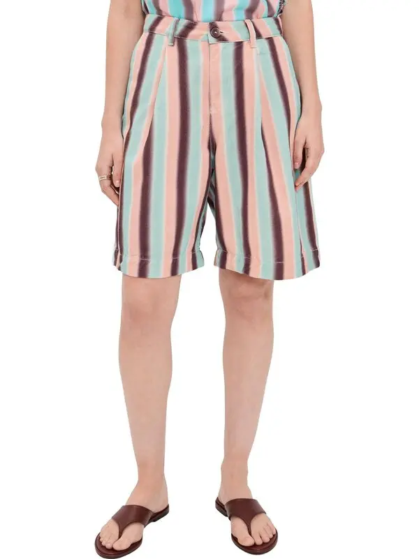 SIXXTA Bermuda Shorts With Center Pleats - Mist