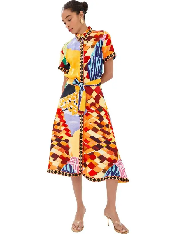 Stella Jean Abstract Painted Print Shirt Dress - Matisse