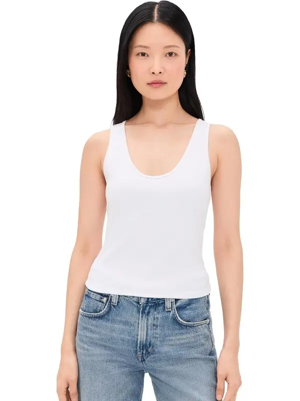 Paige Bali Ribbed Knit Tank Top - White