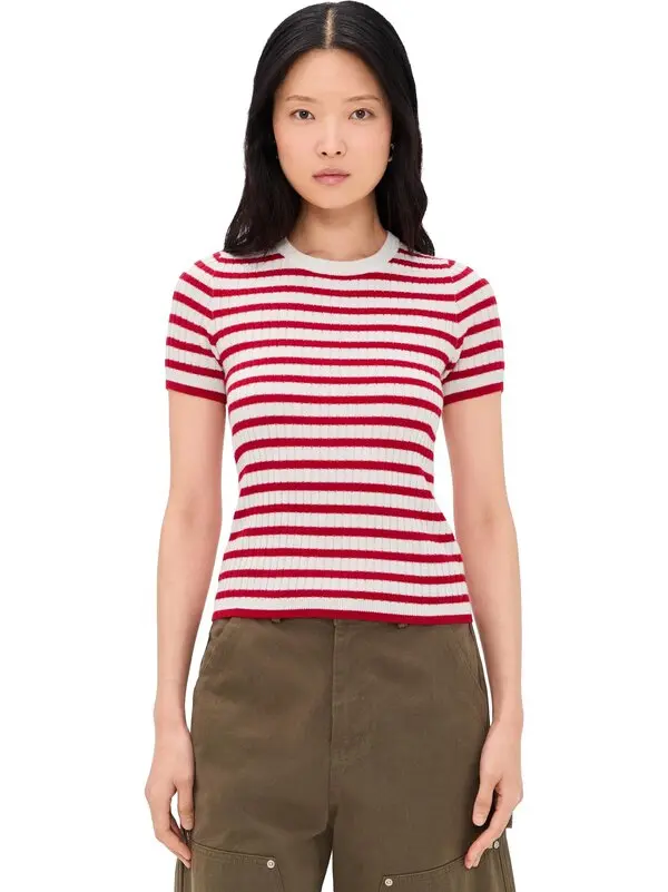 NILI LOTAN Alita Cashmere Sweater - Ivory/red Stripe