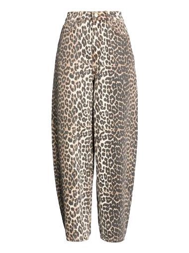 GANNI Leopard-print Organic Cotton Mom Jeans - Brown