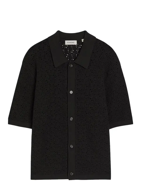 FRAME Open-knit Cotton-blend Shirt - Black