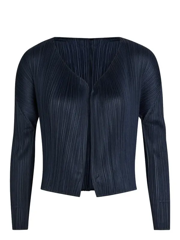 Issey Miyake Pleated Woven Cardigan - Navy
