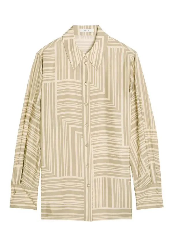 JOSEPH Atlan Printed Silk Shirt - Beige