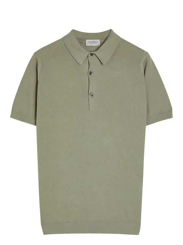 John Smedley Roth Fine-knit Cotton Polo Shirt - Olive