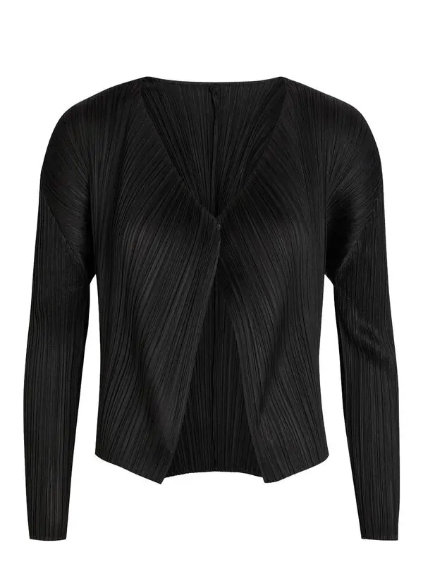 Issey Miyake Pleated Woven Cardigan - Black