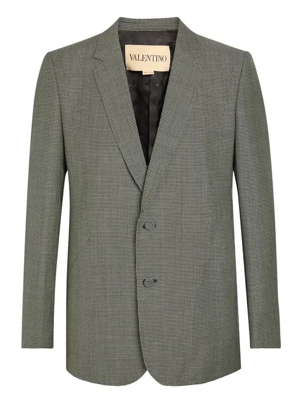Valentino Garavani Houndstooth Wool Blazer - Grey