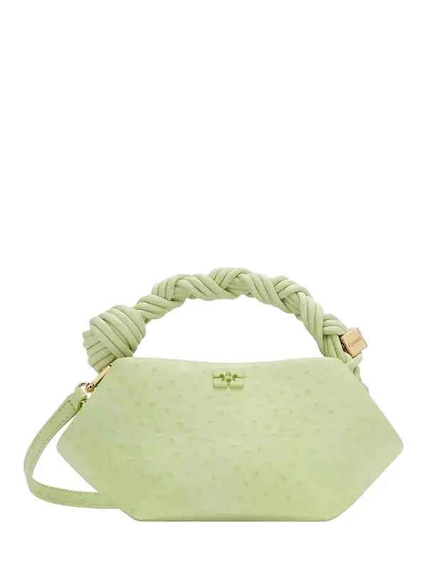 GANNI Mini Bou Ostrich-effect Tote Bag - Green
