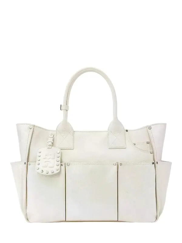 GANNI Posy Ostrich-effect Shoulder Bag - White