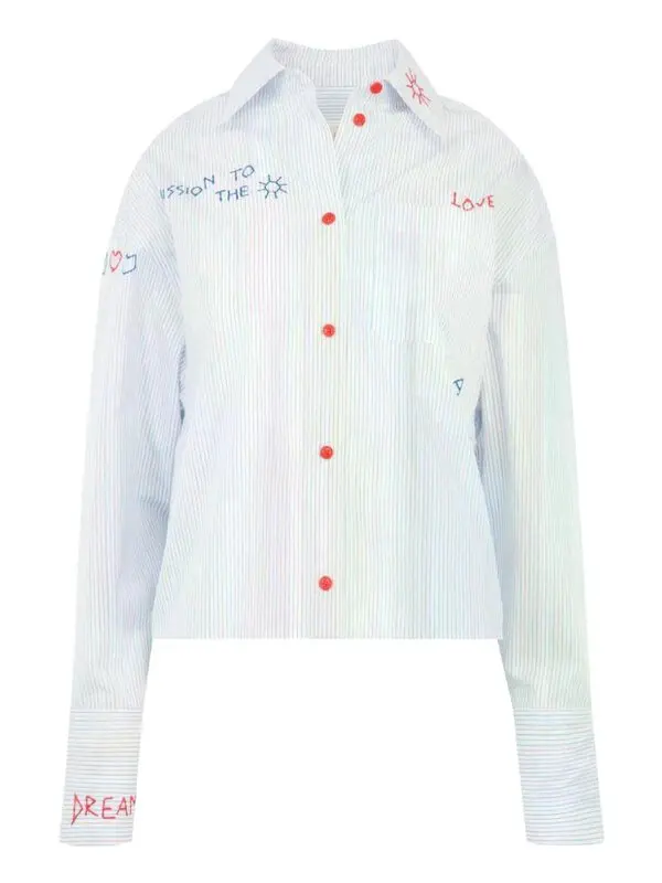 Mira Mikati Embroidered Striped Shirt - Blue