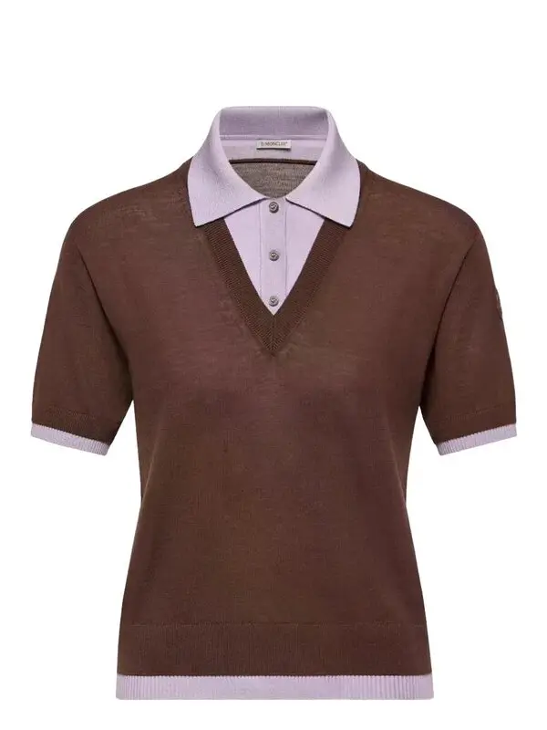 Moncler Knitted Layered-effect Short-sleeve Sweater - Brown