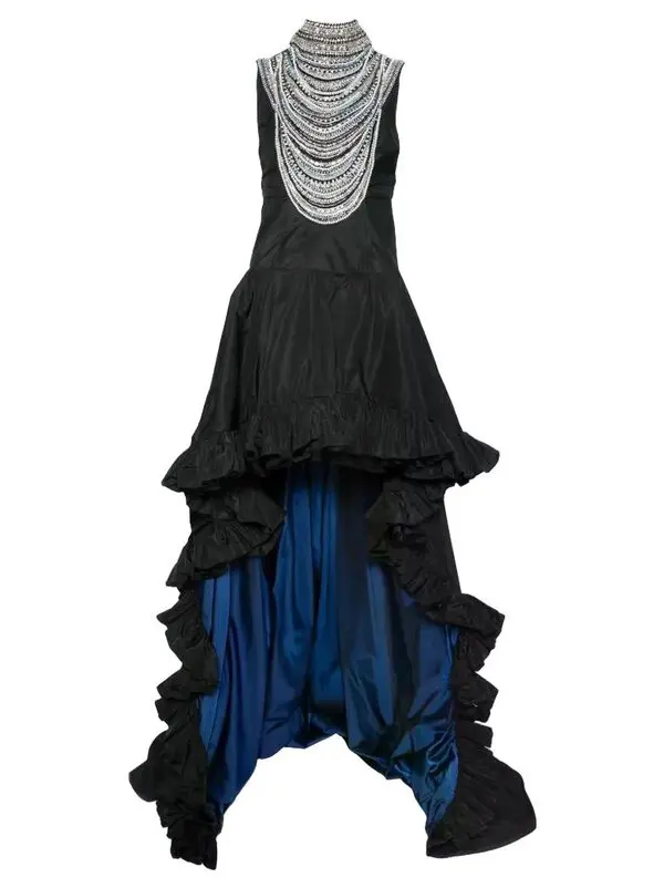 DUNESI Carmen Crystal-embellished Gown - Black