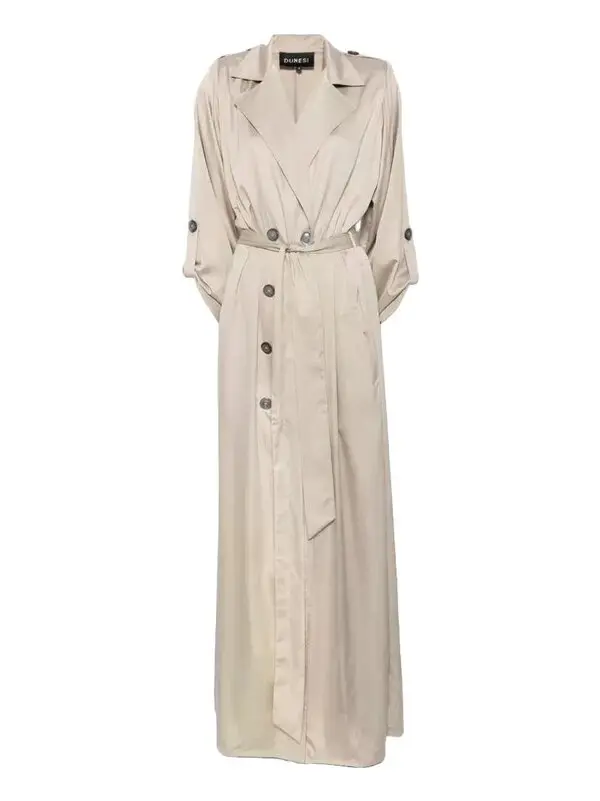 DUNESI Double-breasted Belted Dress - Neutrals