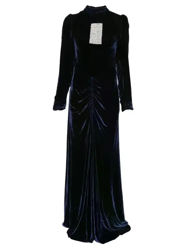 DUNESI Dunes Embellished Ruched Maxi Dress - Blue