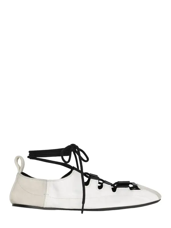 Alaïa Lambskin Lace-up Ballet Flats - White